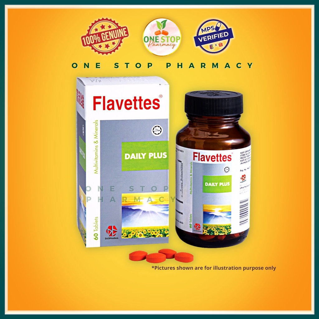 FLAVETTES DAILY PLUS MULTIVITAMINS AND MINERALS 60's Tablets /Boost ...