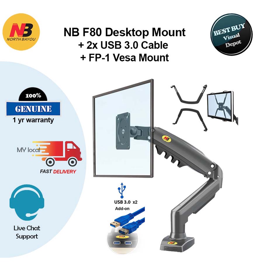 NB F80 Gas Strut Desktop Monitor Mount support 17"-30" Monitor | Shopee ...