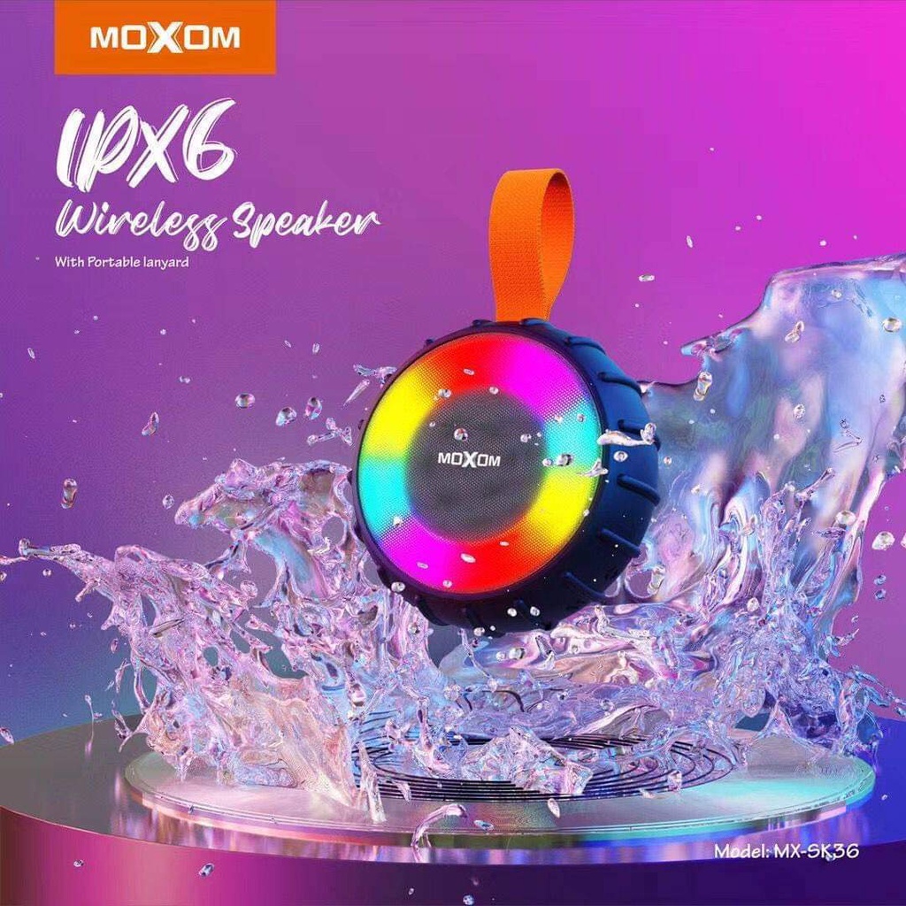 MOXOM MX-SK36 SK36 Wireless Speaker With Portable Lanyard Rainbow IPX6 ...