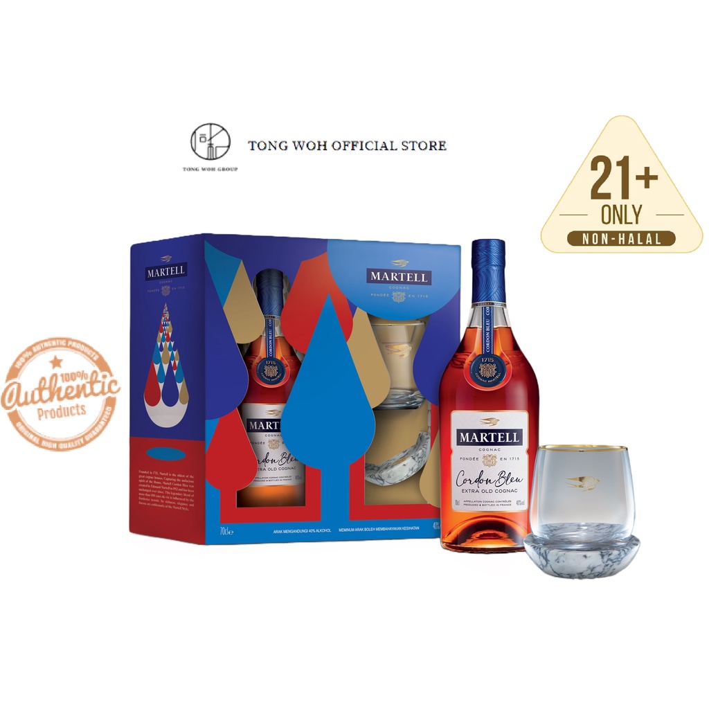 Martell Cordon Bleu 2023 CNY Limited Edition Gift Set Cognac 700ML [FREE Martell Glass & Coaster ...