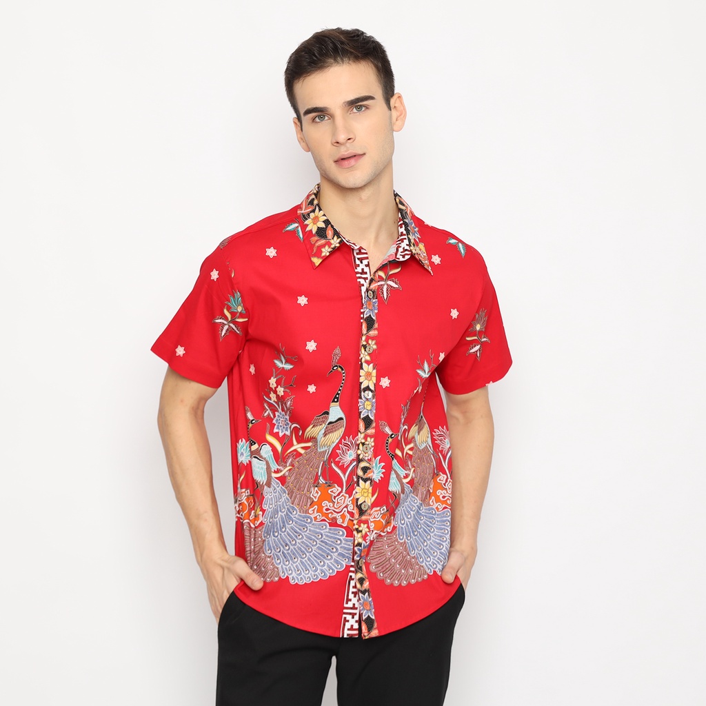 PUTIH KEMEJA MERAH 113 BBC Red Batik Shirt/ Men's Red Batik/ Chinese ...