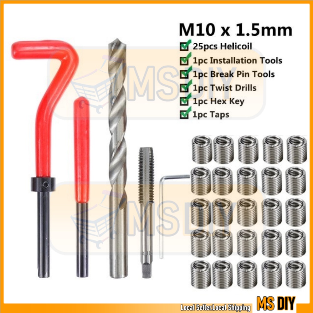 30pcs Thread Repair Kit Helicoil M5 M6 M8 M10 M12 M14 Steel Metric Thread Coil Repair Coarse ...