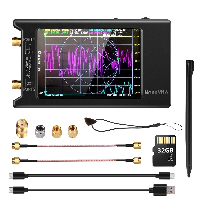 10KHz-1.5GHz NanoVNA-H4 4inch Vector Network Analyzer HF VHF UHF Antenna Analyzer V4.3 with 32GB ...