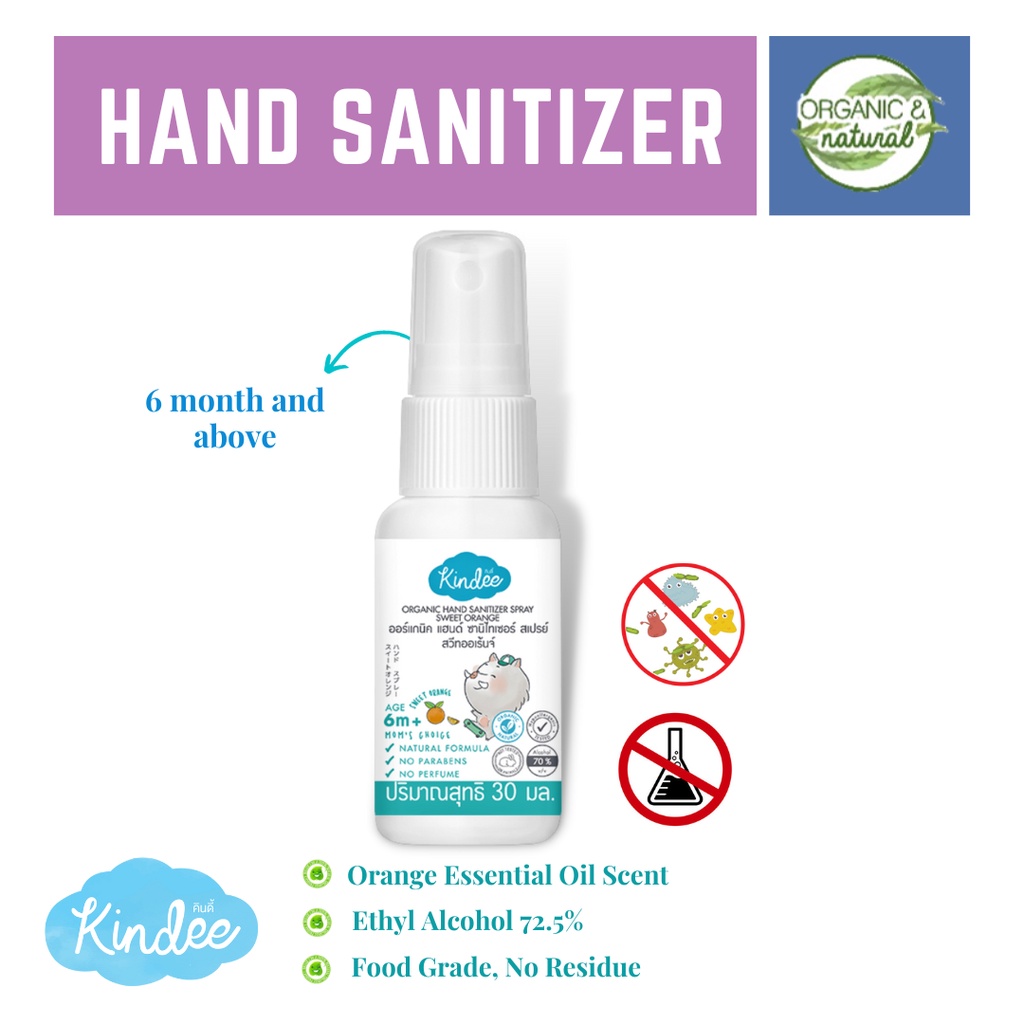 Kindee Organic Hand Sanitizer Spray - 30ml | Shopee Malaysia