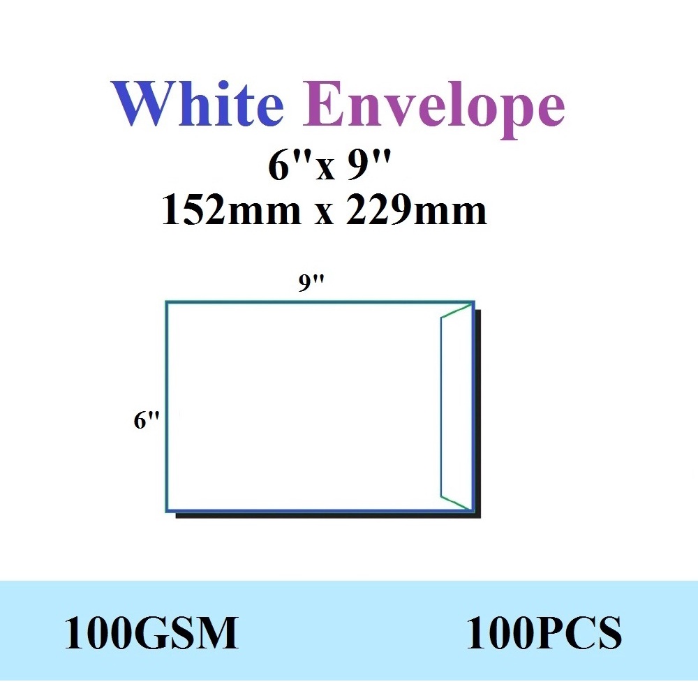 WHITE ENVELPOE 6 X 9 INCH 100 PCS / BOX - WE-6X9 - OPAQUE CONFIDENTIAL ...