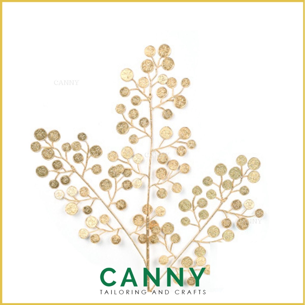 1 Branch Artificial Flower Golden Leaves / Gold Leaves / Daun Gold ...