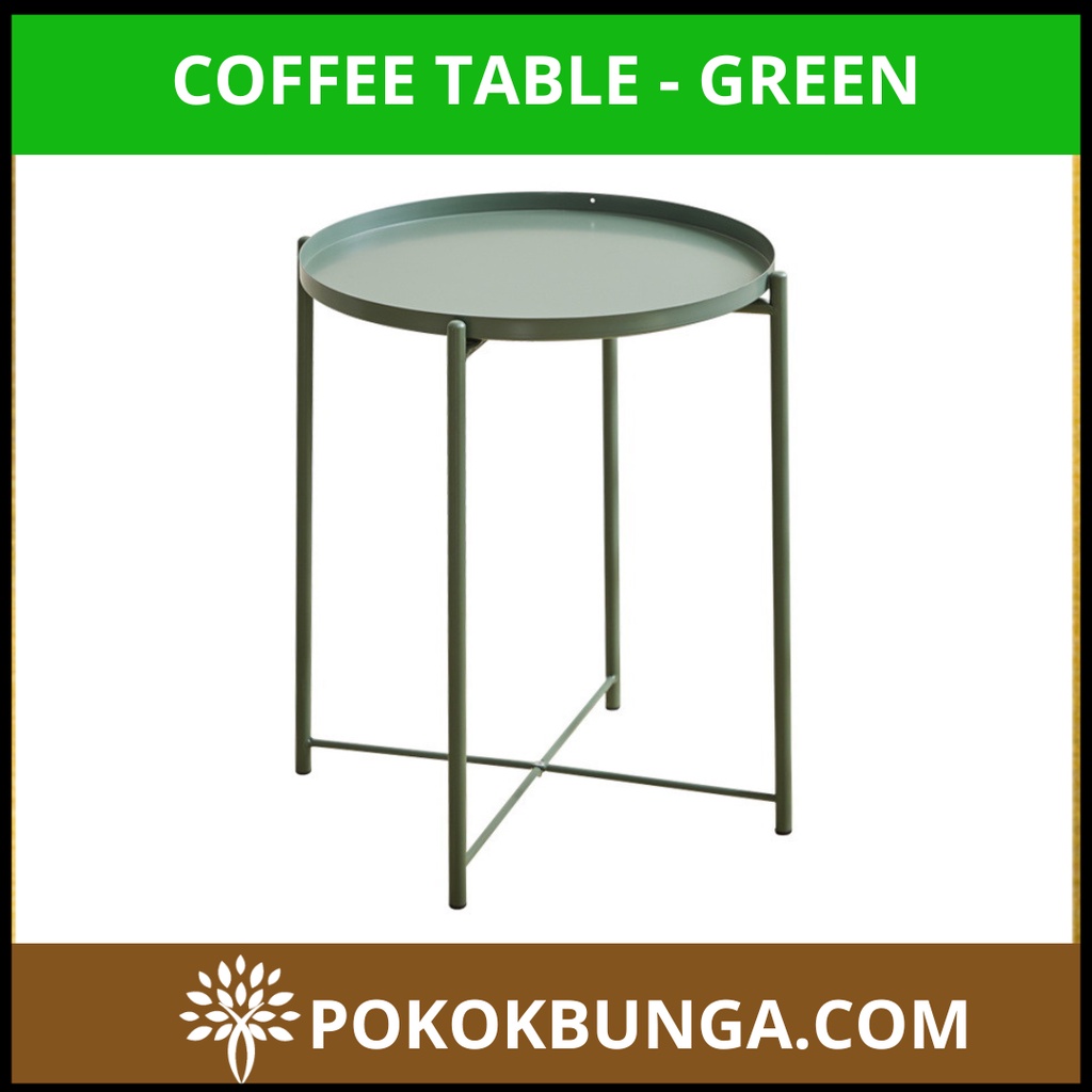 Green Coffee Table Side Table Meja Kopi Bulat Kecil Hijau Bedside Table ...