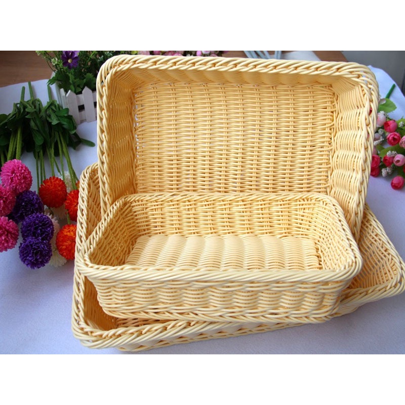 Synthetic Rattan Bread Basket, Rattan Storage Basket, Fruit Basket ...