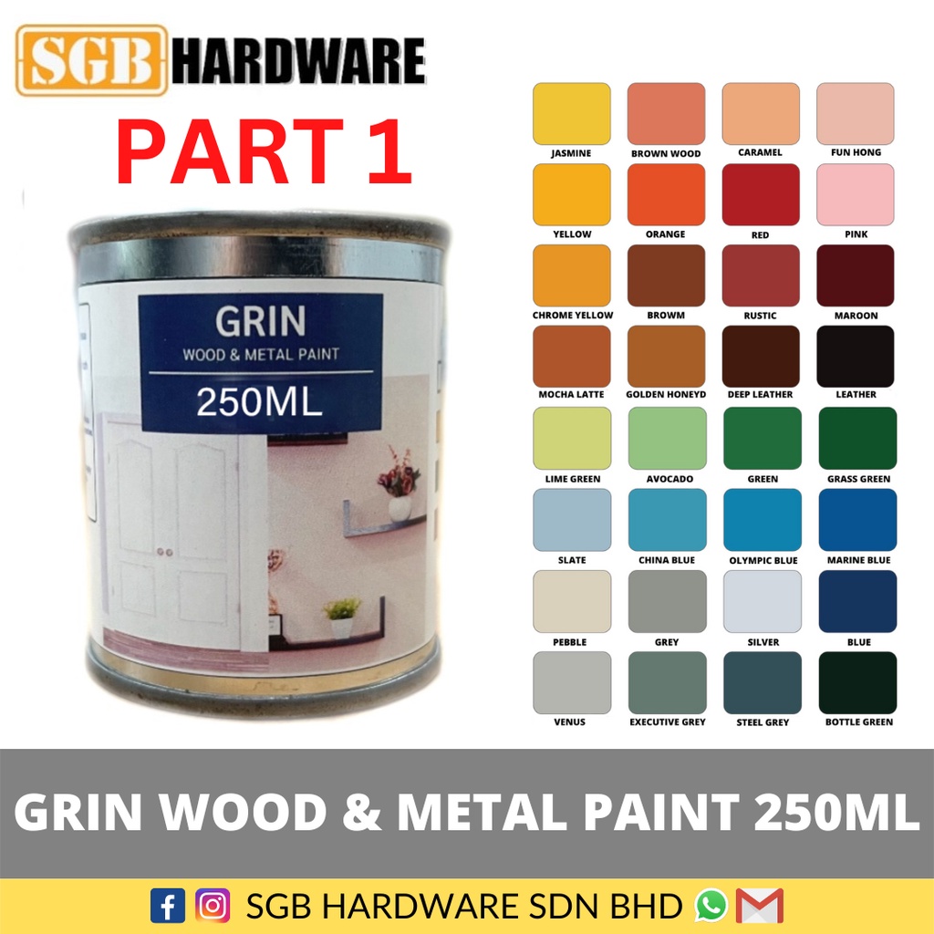 GRIN Metal & Wood Paint 75ml / 250ml / GRIN Cat Besi / Cat Kayu 75ml ...