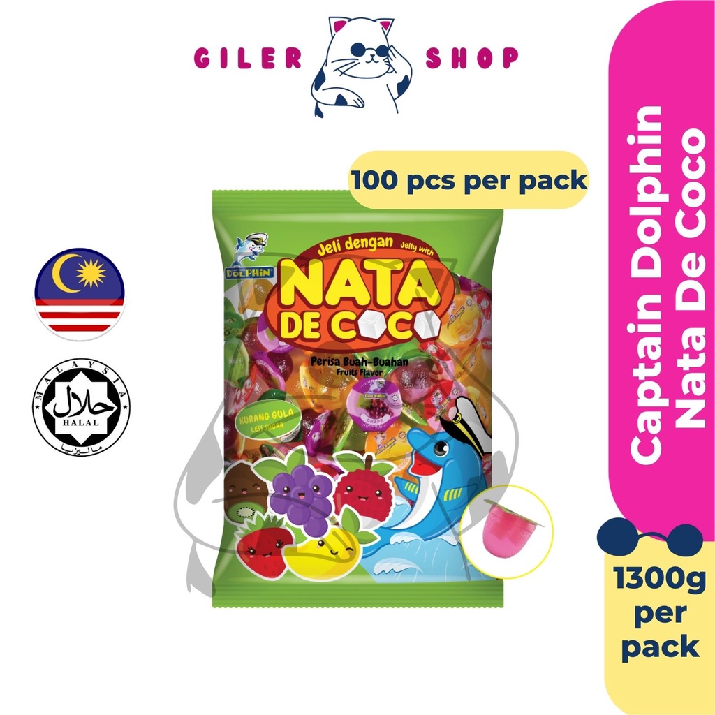 Nata De Coco Jelly Mix Fruit Flavor Captain Dolphin 100 pcs per pack ...