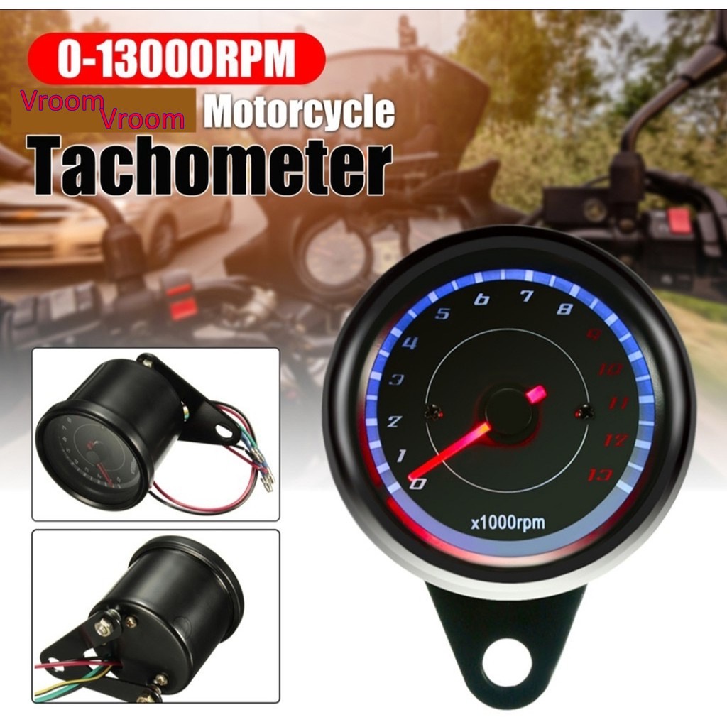 12V RPM METER UNIVERSAL CAR MOTORCYCLE 13K RPM TACHOMETER METER WITH ...