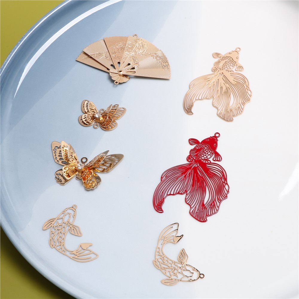 Ikan koi gaya kebangsaan retro kipas lipat ikan emas loket tembaga rama ...