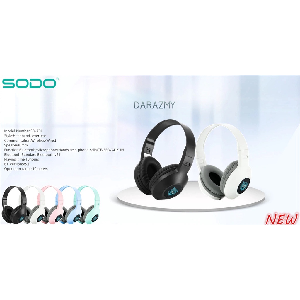 SODO SD-701 Wireless Headphone Pattern light Bluetooth Headphones Over ...