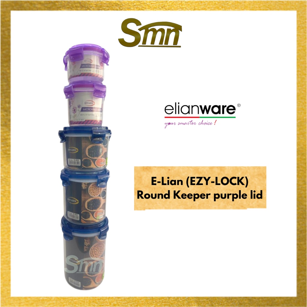 (650/651/652/653/654)READY STOCK EE-Lian (EZY-LOCK) E-652 Round Keeper purple lid 密封紫色盖子圆盒 D130 ...