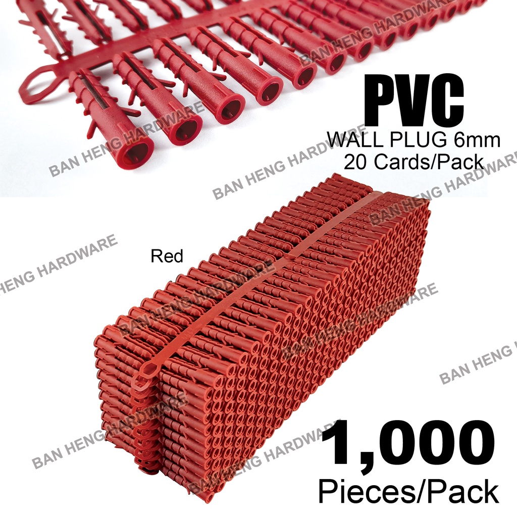 【Ready Stock in Malaysia】PVC WALL PLUG 6MM RED / WHITE (1000PCS/PACK ...