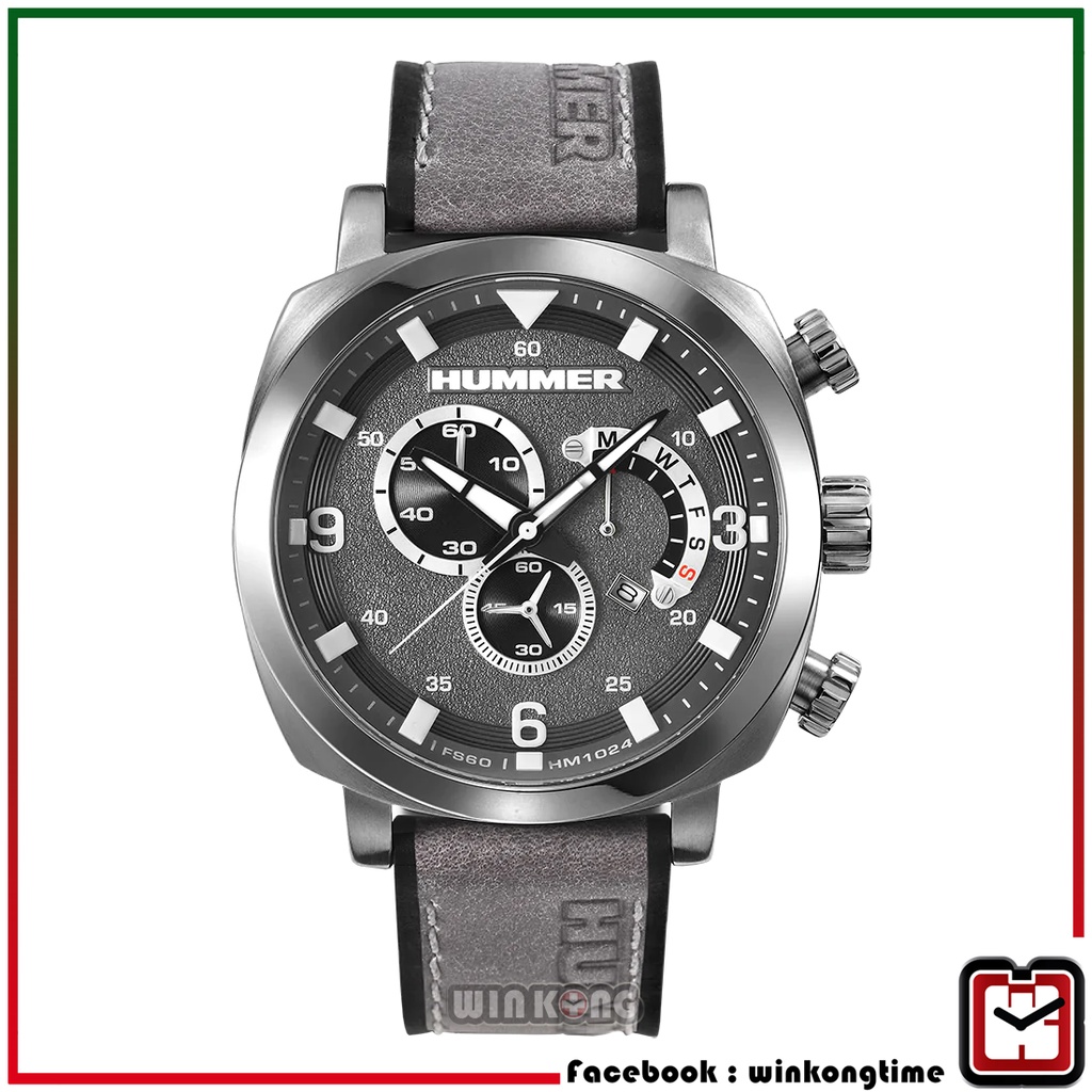 HUMMER MEN CHRONOGRAPH WATCH 1024 METAL GRAY LEATHER (1 Years ...