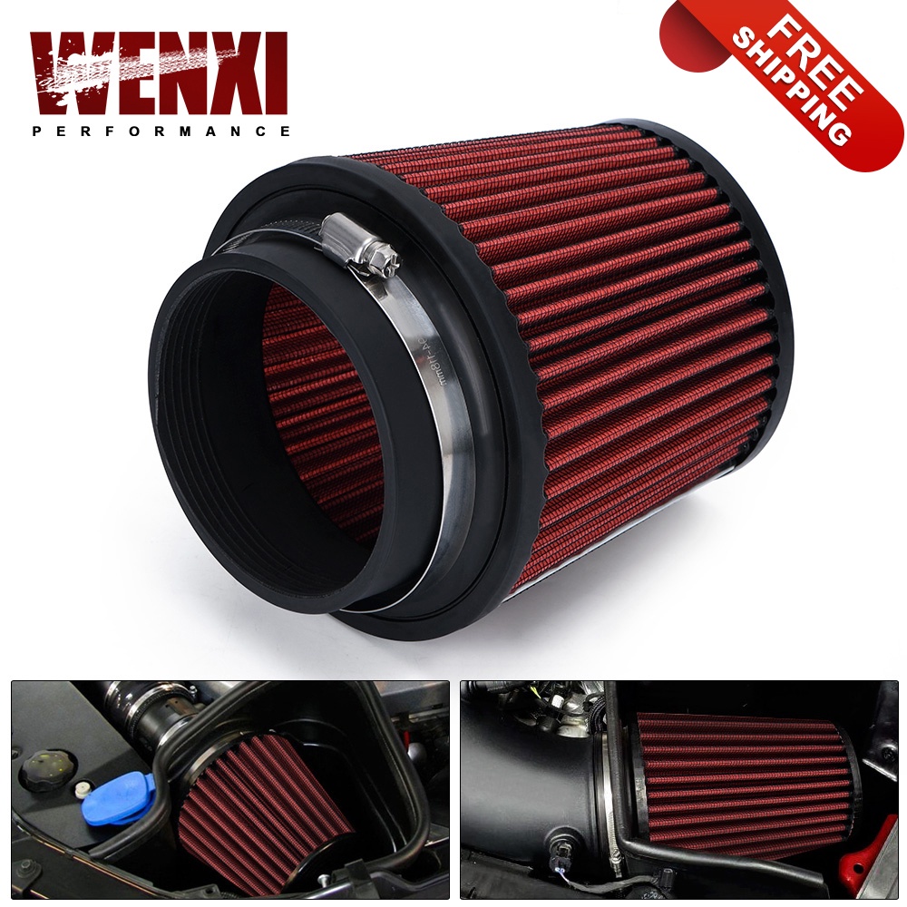 Neck 4" 100mm Universal Car High Flow Cold Air Intake Air Filter Power ...