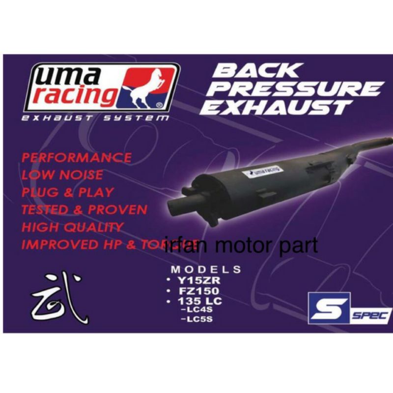 Uma Racing Exhaust Pipe for Y16ZR , Y15ZR & LC135 Back Pressure & Tru ...