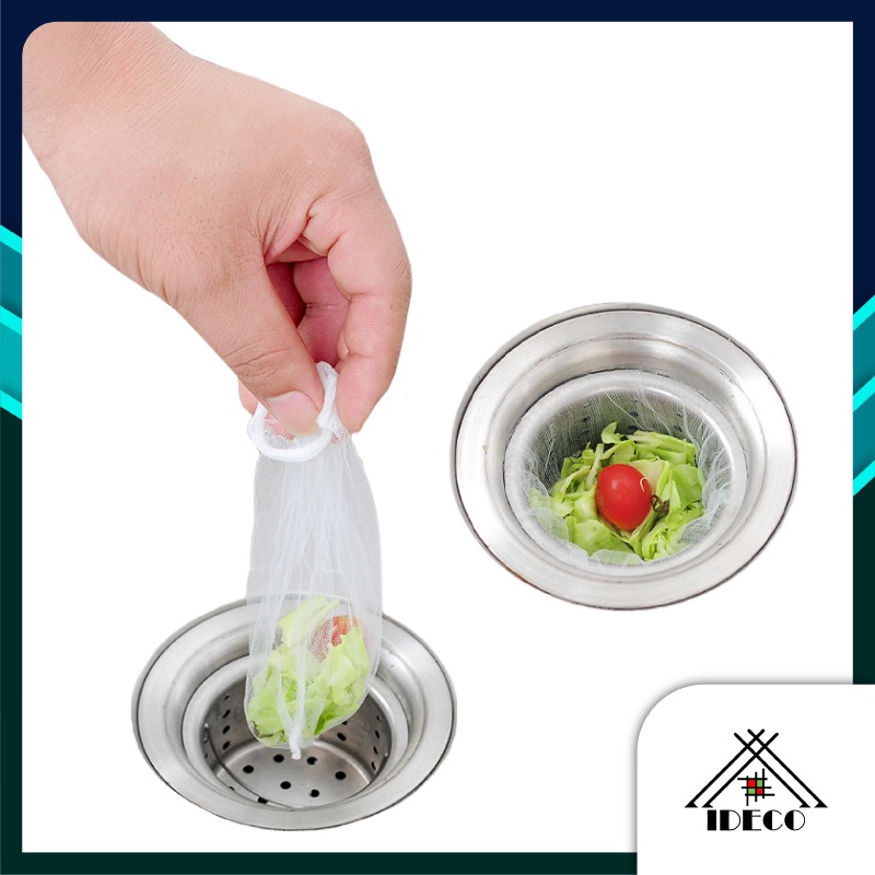 iDECO 100pcs Disposable Kitchen Sink Net Filter Basket Bag Drain Filter ...