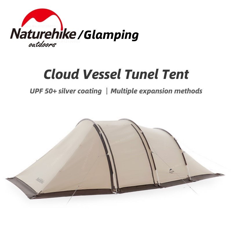 Naturehike NH20ZP015 Outdoor Cloud Vessel-3 Rod Tunnel Tent 4-5 Person ...