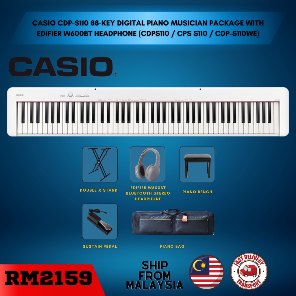Casio CDP-S110 88-key Digital Piano Musician Package with Edifier ...