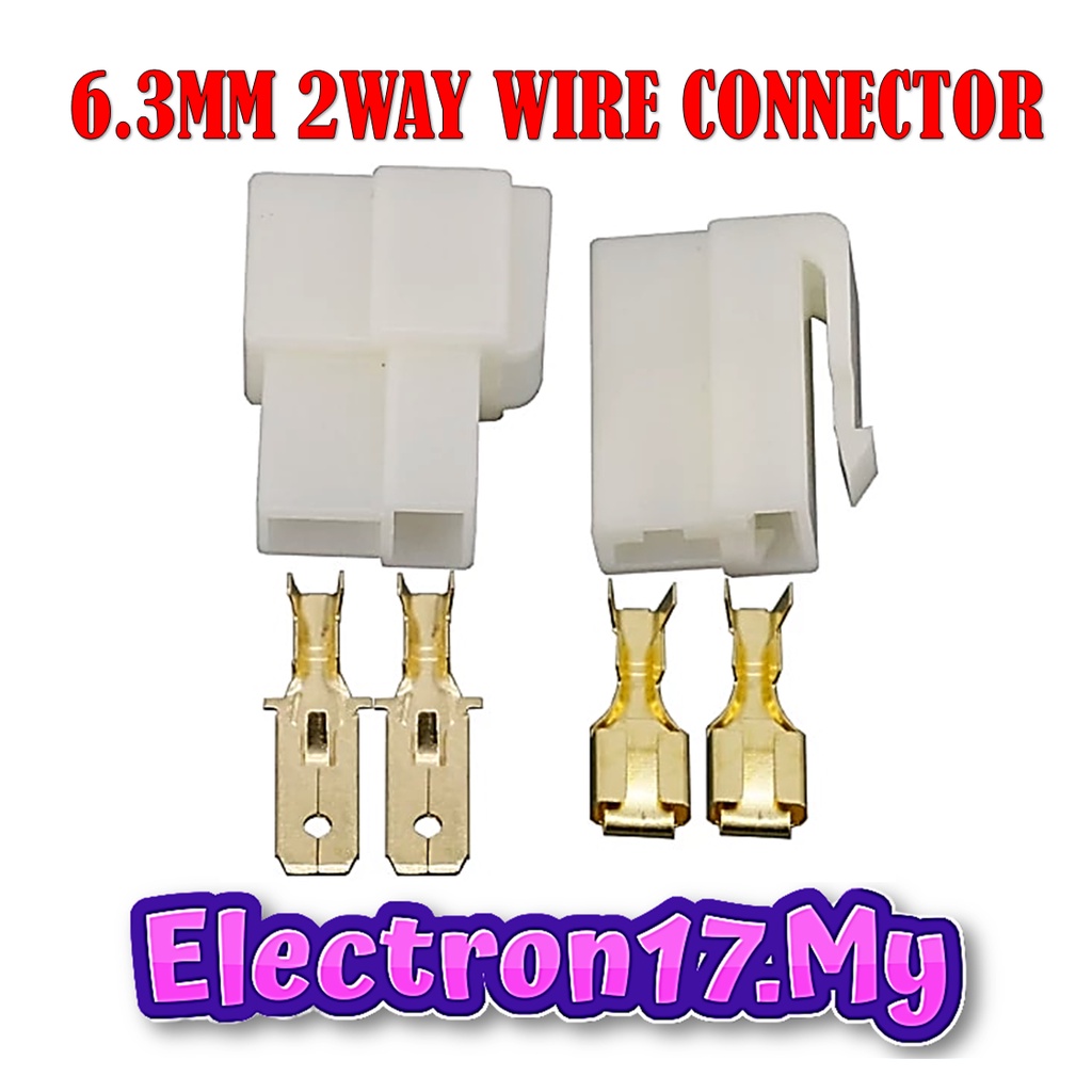 6.3mm 2Pin 2Way Electrical Automotive Wire Connector Male Female Socket ...