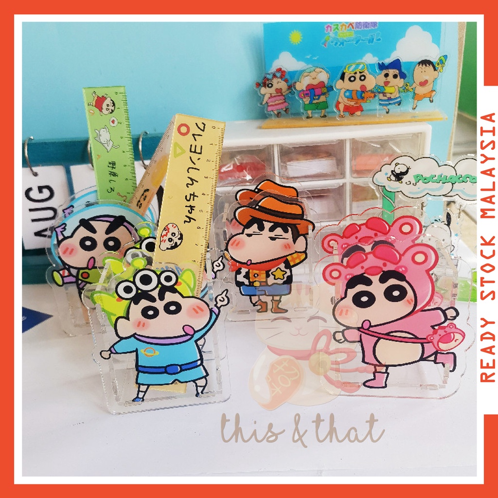 Crayon Shin Chan ⭐Transparent Acrylic Pen Holder Storage Box Stationery ...