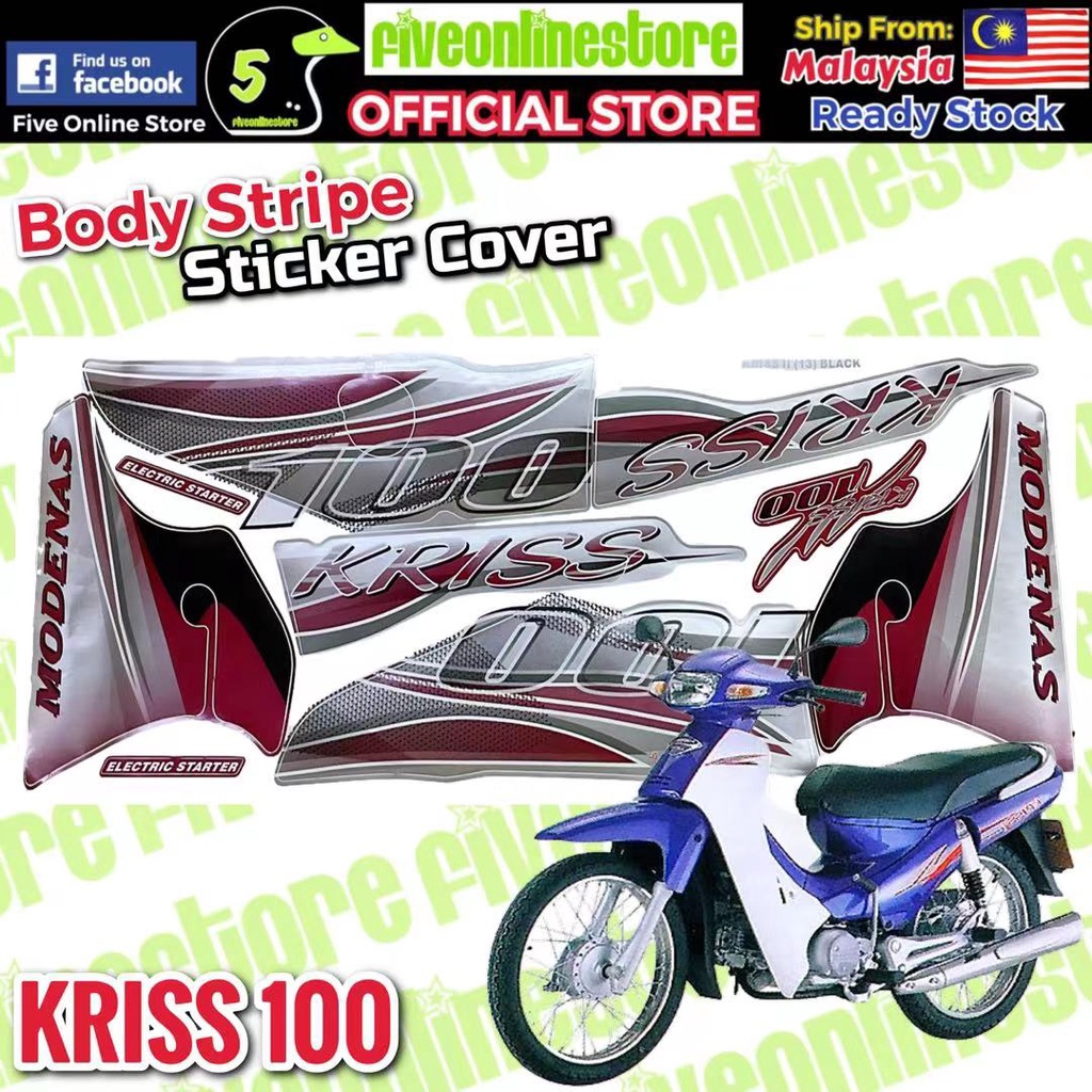MODENAS KRISS100 Body Cover Set Coverset Stripe Sticker Strike Sticker ...