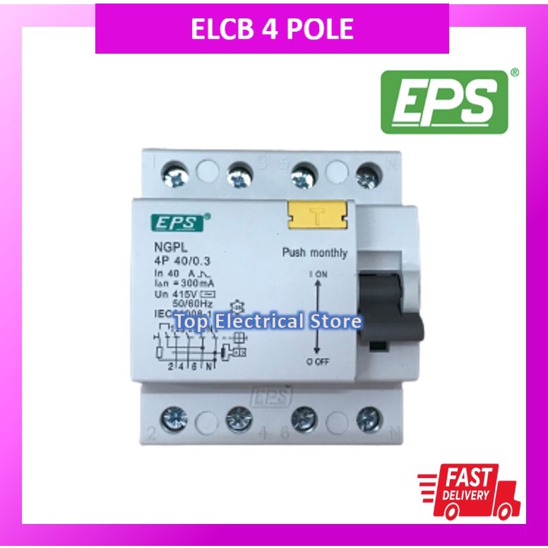 EPS ELCB RCCB 4 POLE 40A/63A/100A 30MA 100MA 300MA | Shopee Malaysia
