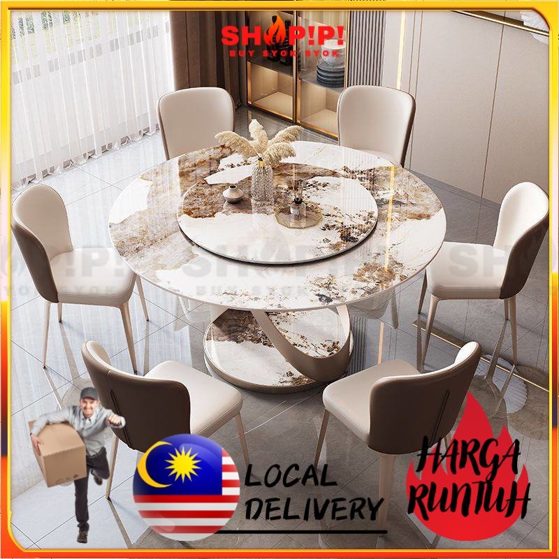 Shopipi 7669 Glossy Sintered stone Round Dining table /Ceramic Meja ...