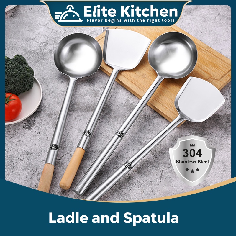 Elite Kitchen - Heavy Duty 304 Stainless Steel Ladle Spatula Turner ...