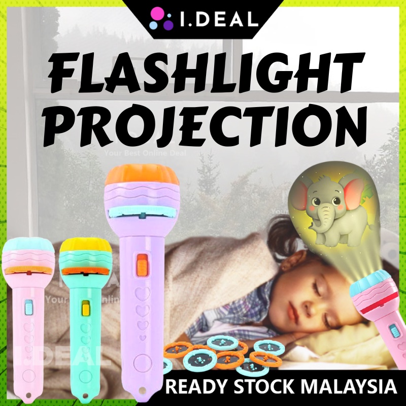 IDEAL Children Projection Flashlight Educational Toys For Kids Cartoon ...