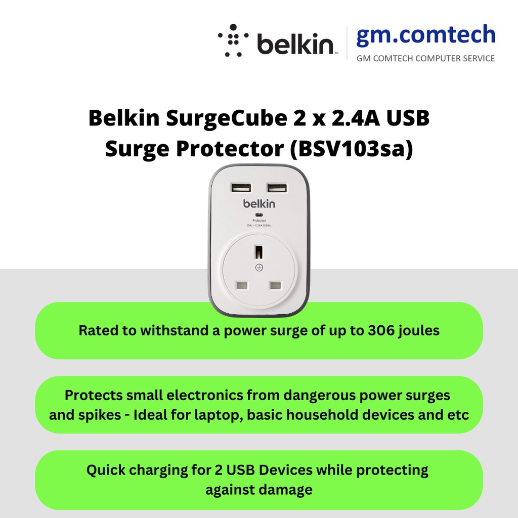 Belkin SURGE PROTECTOR MasterCube F9H110vsaCW/SurgeCube BSV103sa Dengan ...