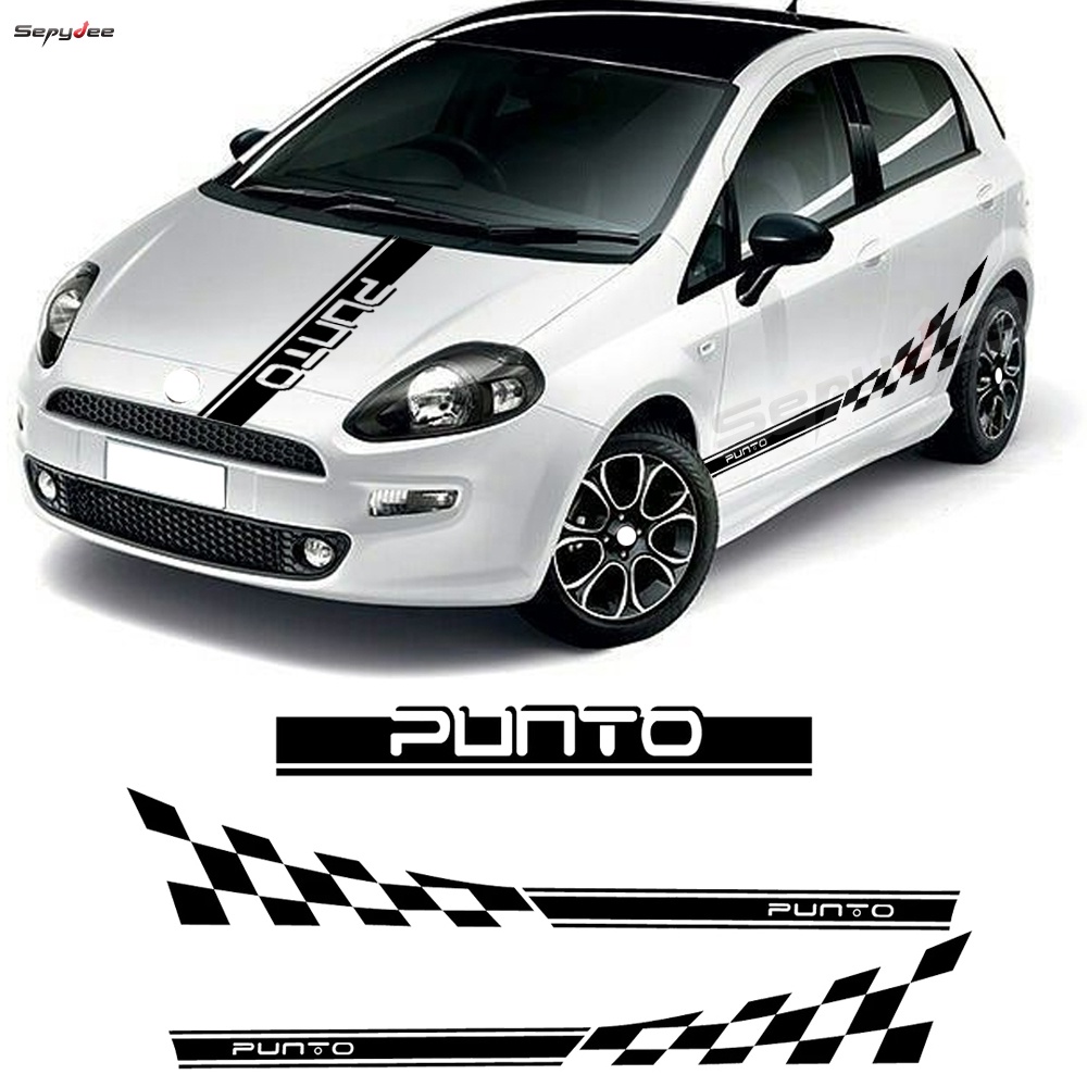 Car Hood Decal Engine Cover Door Side Skirt Sticker For Fiat Punto ...