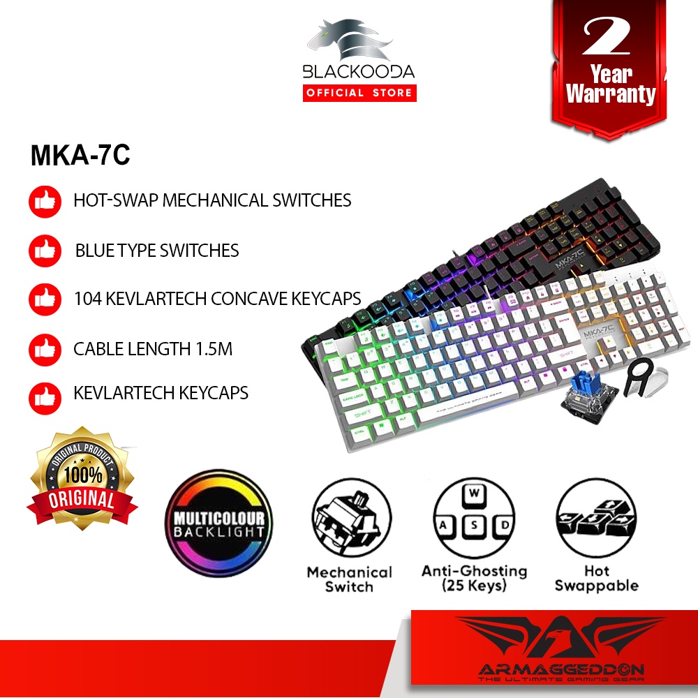 Armaggeddon MKA 7C Blue Switch Mechanical Keyboard | Hot-Swap | 104 ...