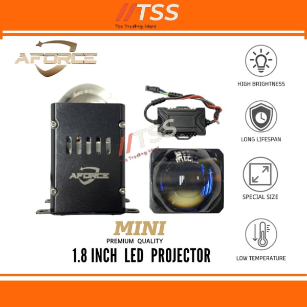 AFORCE MINI 1.8INCH LED PROJECTOR (BULE FILM) 1 PAIR CAR PROJECTOR HEAD LAMP PROJECTOR CAR LED ...