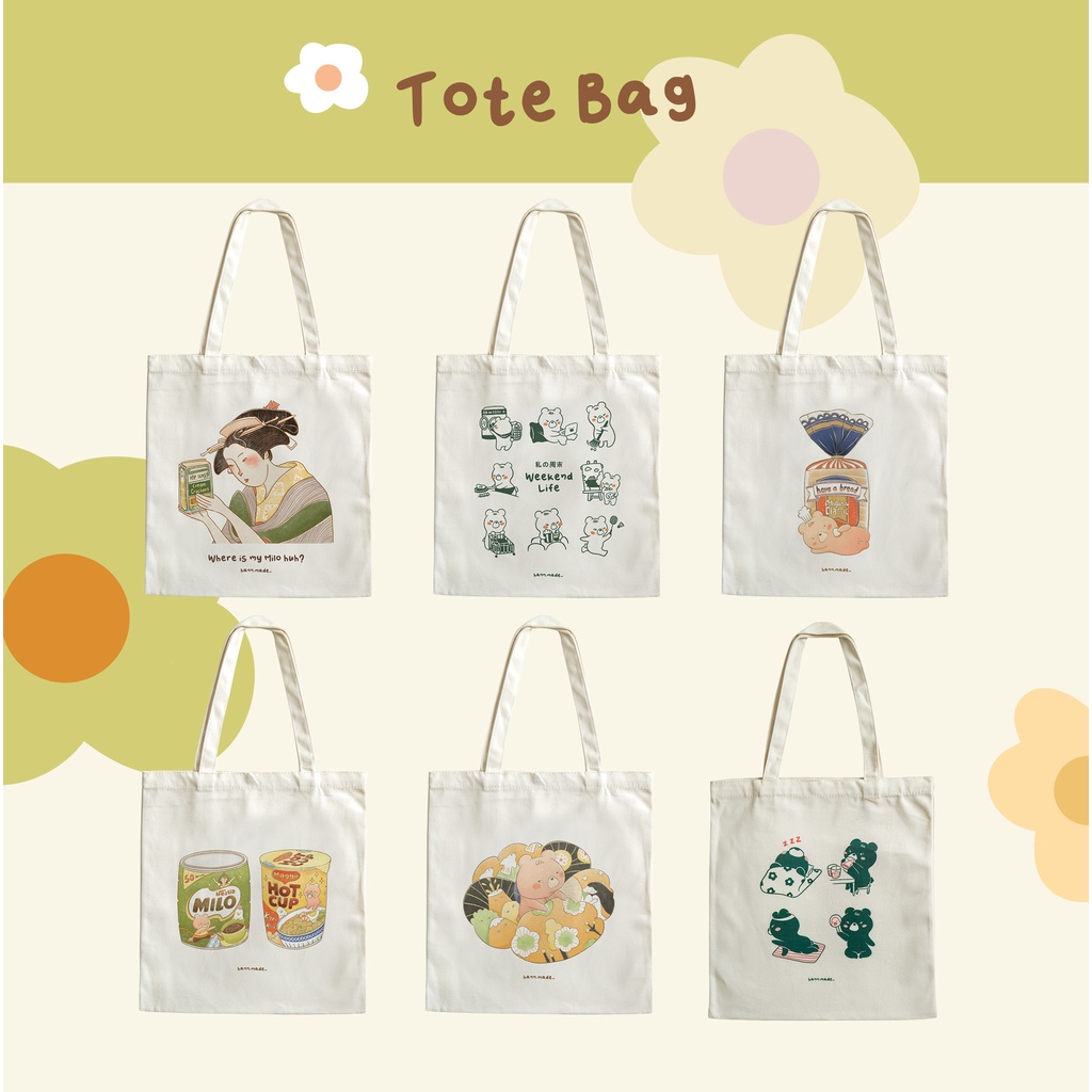 hann.made | Canvas Tote Bag 帆布袋 | with inner pocket | Shopee Malaysia