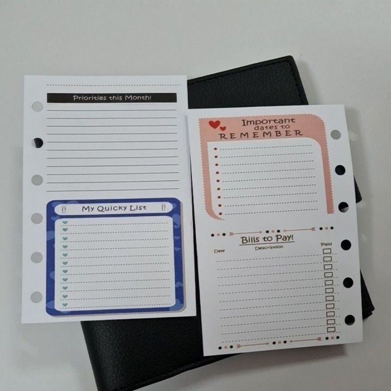A7 MONTHLY SUMMARY 6 RING PLANNER INSERTS REFILL | Shopee Malaysia