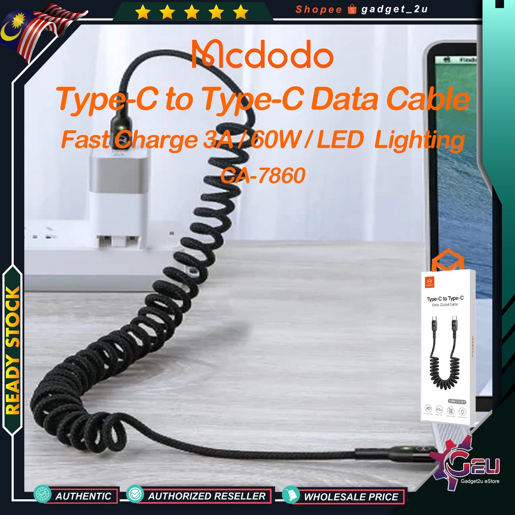 Original Mcdodo CA-7860 Type-C to Type-C 60W Max 3A Fast Charge ...
