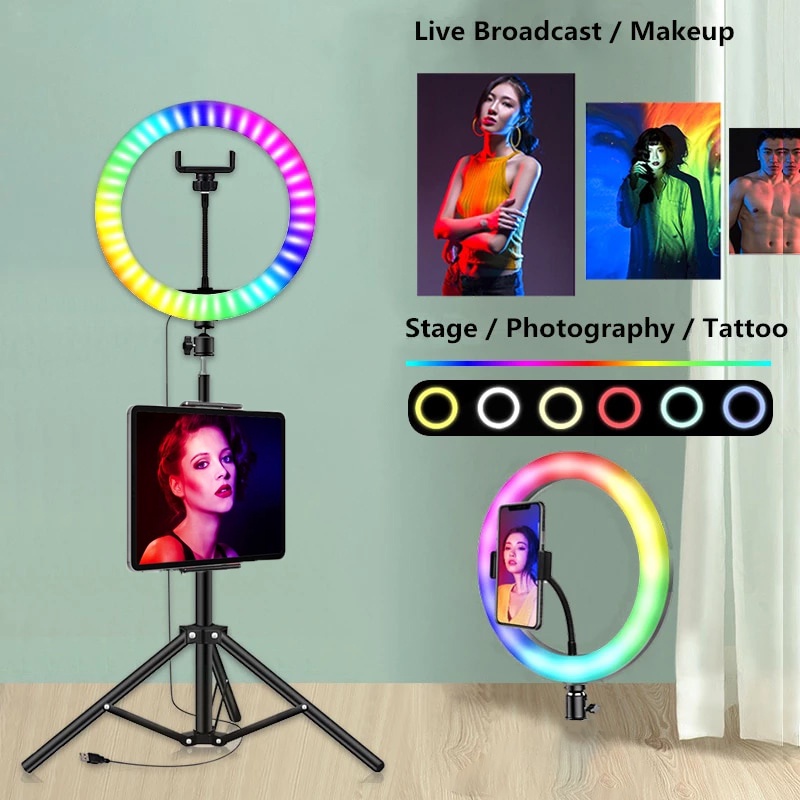 10inch RGB Ring Light With Tripod Stand Phone Holder For iPad ...
