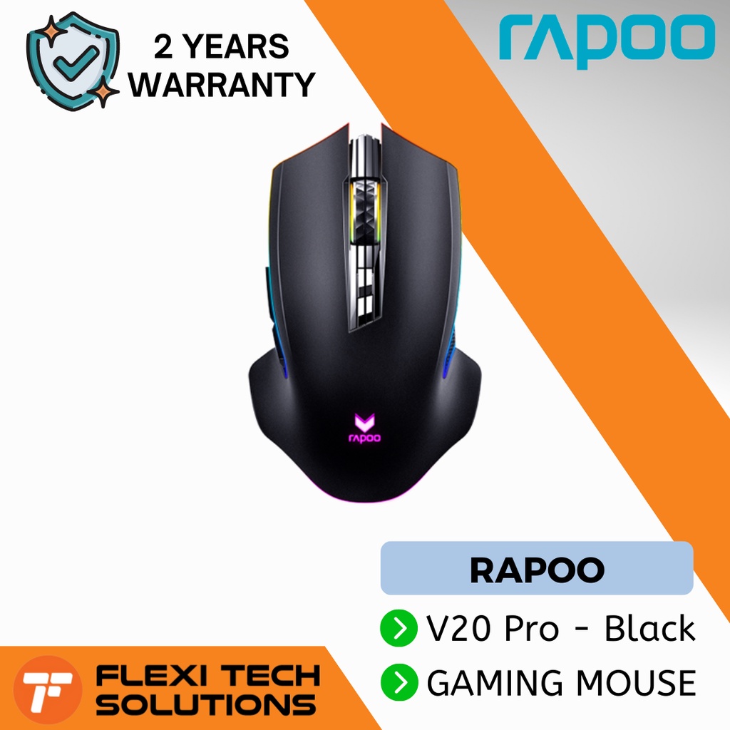 Flexi Tech RAPOO V20 Pro Wired/Wireless Gaming Mous Black 200-5000 DPI ...