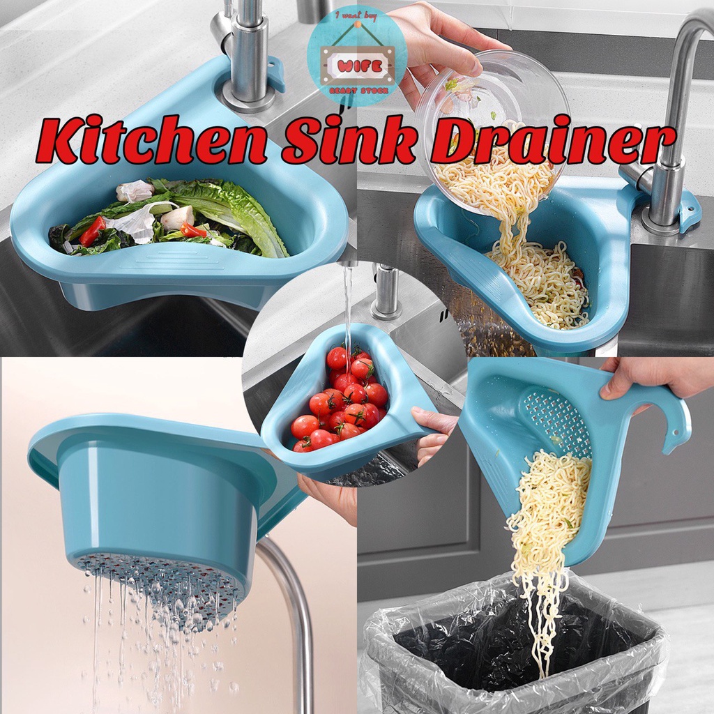 READY STOCK ~ Multi-Function Triangle Drain Basket Sink Drainer Kitchen ...