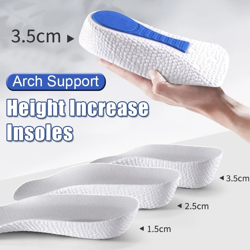 1.5-3.5cm Men Women Memory Foam Invisible Height Increase Insole / Arch Support Orthopedic ...