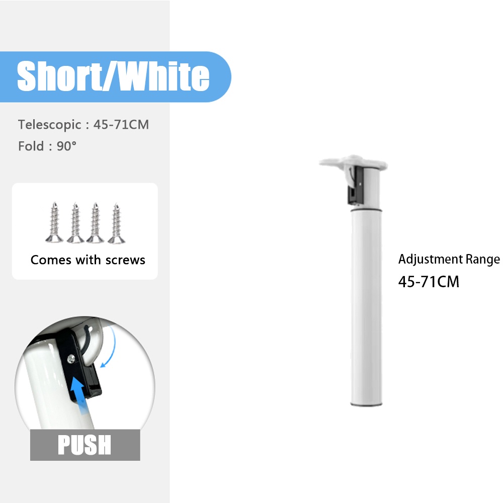 Nobao 72-120cm Telescopic Table Leg Metal Adjustable 90° Folding Bar ...