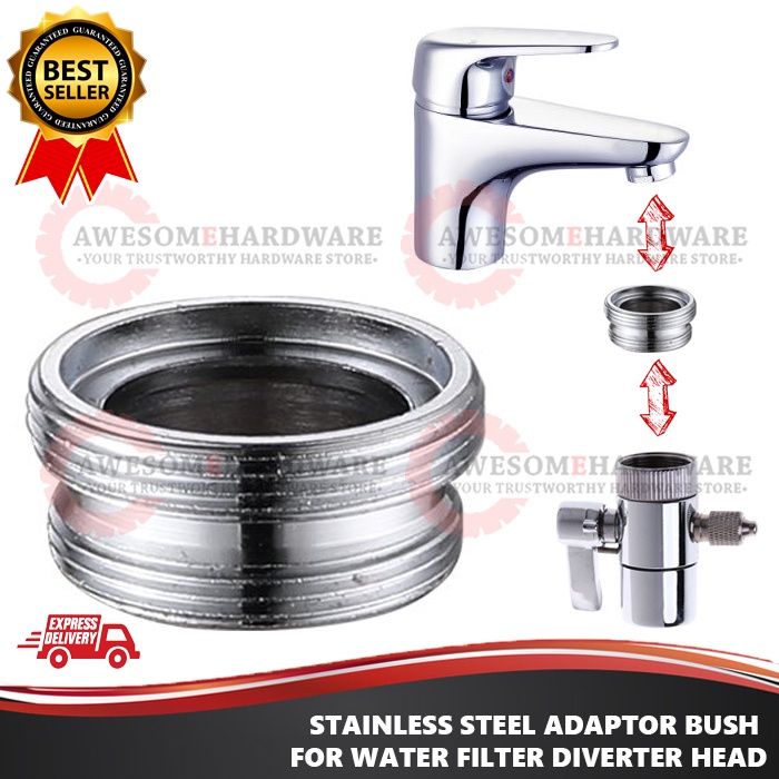 STAINLESS STEEL FILTER DIVERTER ADAPTOR CONVERTER FOR BASIN TAP BUSH ...