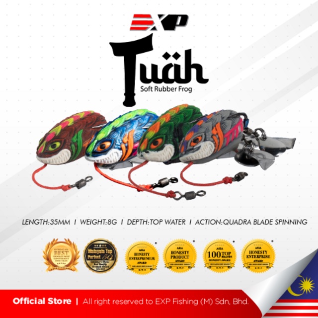 EXP TUAH FROG Soft Rubber Frog Expert For Snakehead Hunter Haruan/Toman ...