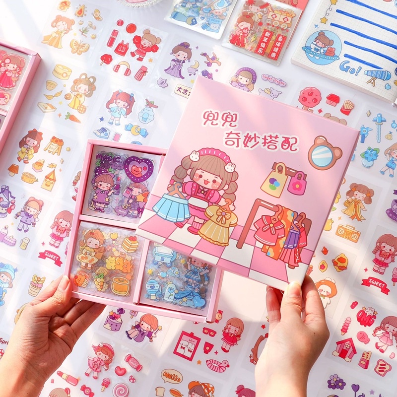 100pcs Happy Day Cute Stickers Box Waterproof Sticker Gift Box for ...