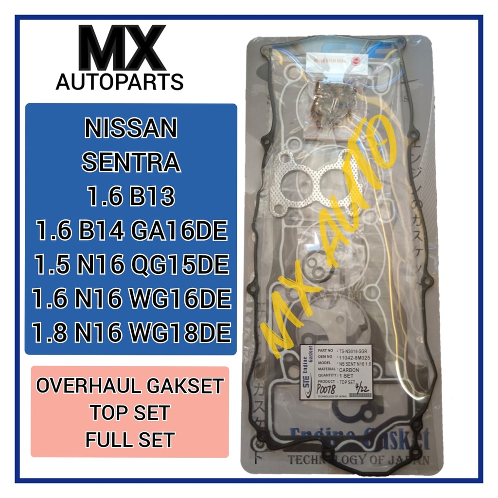 NISSAN SENTRA 1.5 1.6 1.8 N16 QG16DE B13 B14 ENGINE TOP & FULL OVERHAUL ...