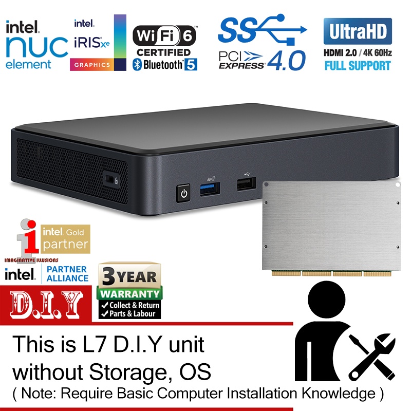 Intel NUC Element L7 Core i7/i5/i3 8GB/16GB RAM Mini PC (NUC11 Fort ...