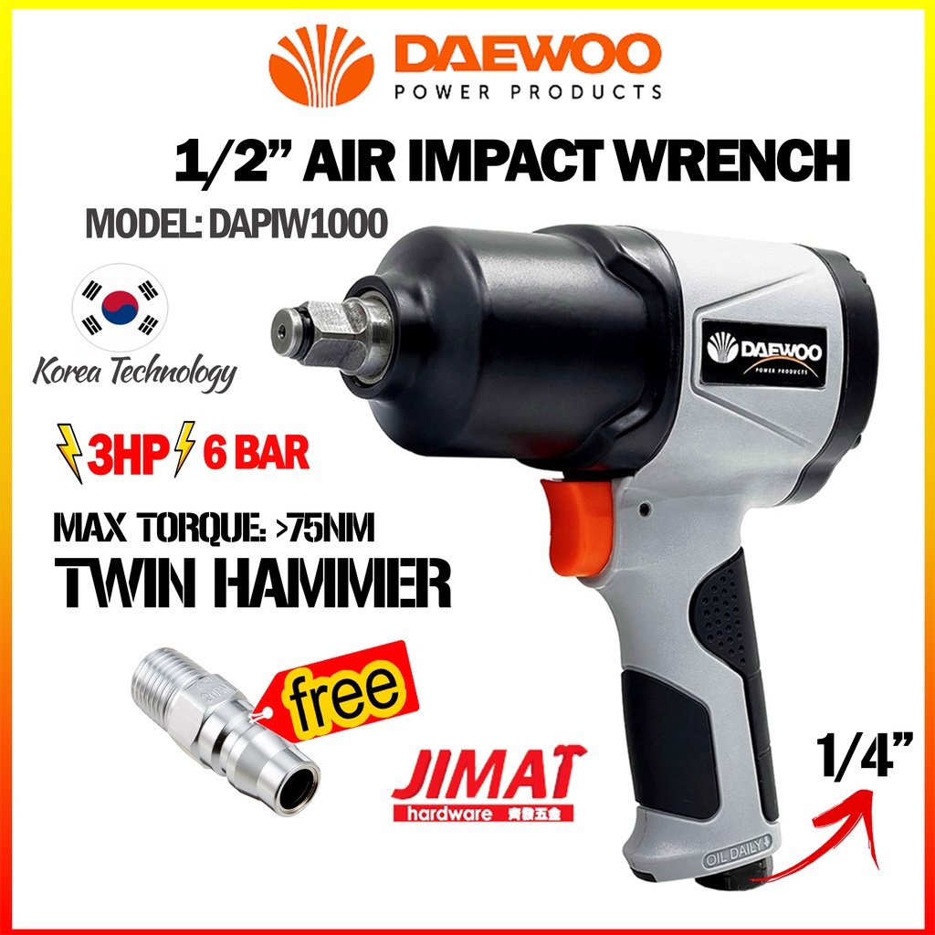 Daewoo 1/2" Dr. Pneumatic Twin Hammer Air Impact Wrench DAPIW1000 Pneumatic Tool car accessories ...